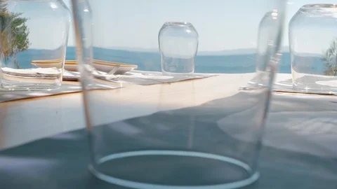 Table in the cafe on the shore | Stock Video | Pond5