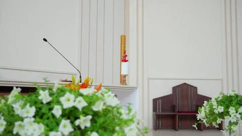 A table with candle and microphone on it... | Stock Video | Pond5