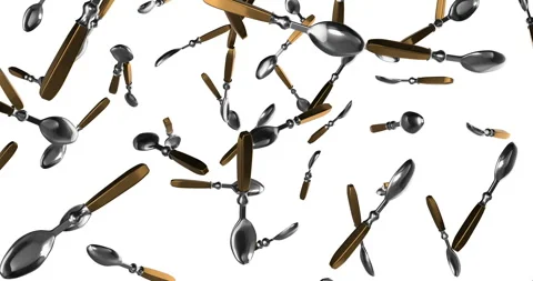 Table Spoons falling slow motion | Stock Video | Pond5