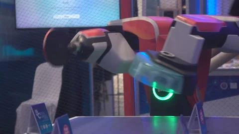 Table tennis robot at robot festival. | Stock Video | Pond5