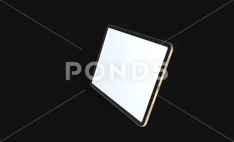 Tablet with copyspace on the white screen isolated on a black ...