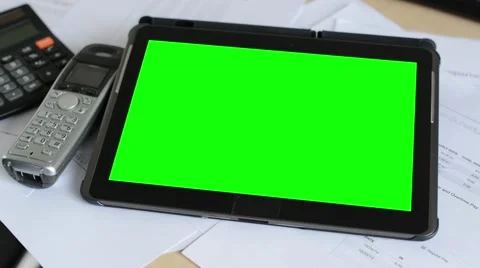 tablet - green screen - on the table in ... | Stock Video | Pond5