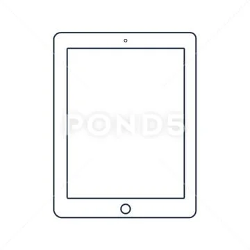 Tablet outline icon on the white background. Stock vector illustration ...