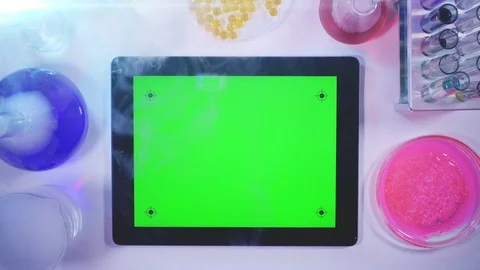 Tablet PC with a Green Screen in the Lab... | Stock Video | Pond5