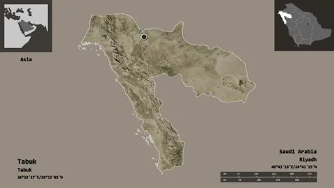 Tabuk location. Saudi Arabia. Satellite ... | Stock Video | Pond5