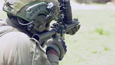 Tactical team soldier practicing shootin... | Stock Video | Pond5