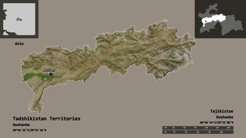 Tadzhikistan Territories location. Tajik... | Stock Video | Pond5