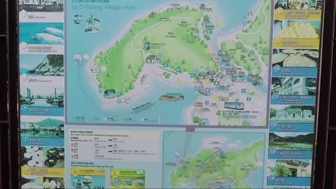 Tai O Fishing Village Map, Lantau Island... | Stock Video | Pond5