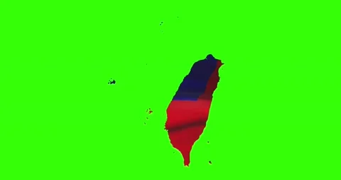 Taiwan country shape outline on green sc... | Stock Video | Pond5