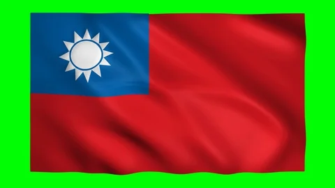 Taiwan flag on green screen for chroma k... | Stock Video | Pond5