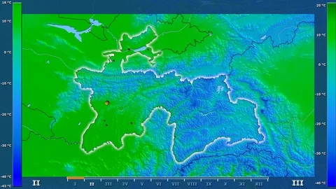 Tajikistan - maximum temperature, border... | Stock Video | Pond5