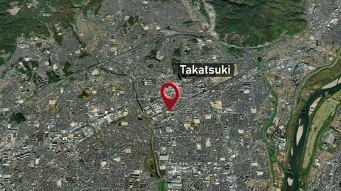 Takatsuki City Map Zoom (Japan) from Spa... | Stock Video | Pond5