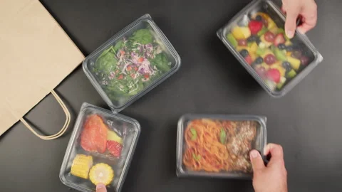 Take away meals top view, Food delivery ... | Stock Video | Pond5