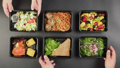 Take away meals top view, Food delivery ... | Stock Video | Pond5