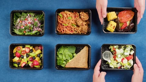 Take away meals top view, Food delivery ... | Stock Video | Pond5