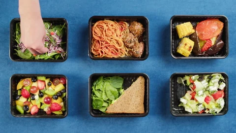 Take away meals top view, Food delivery ... | Stock Video | Pond5