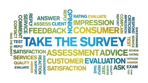 Take The Survey animated word cloud,anim... | Stock Video | Pond5