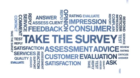 Take The Survey animated word cloud,anim... | Stock Video | Pond5