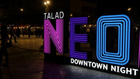Talad Neon Downtown Night Market, Bangko... | Stock Video | Pond5