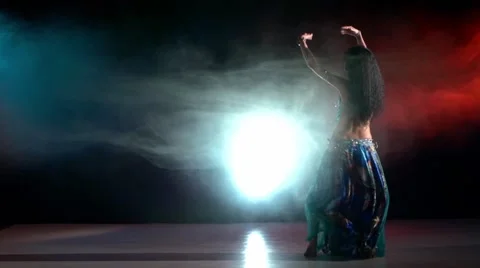 Talanted belly dancer in a blue stage co... | Stock Video | Pond5