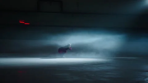 Talented Woman Dancing Alone On Ice Rink... | Stock Video | Pond5