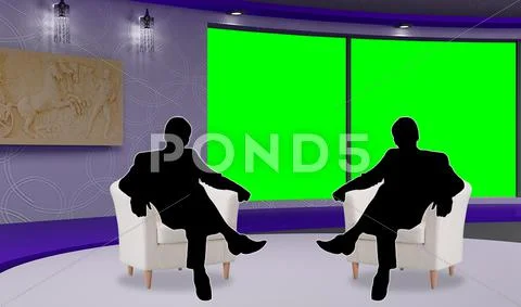 Plantilla PSD: Talkshow 016 TV Studio Set - Virtual Green Screen ...