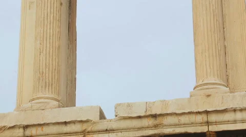 Tall pilasters crowned with Ionic archit... | Stock Video | Pond5