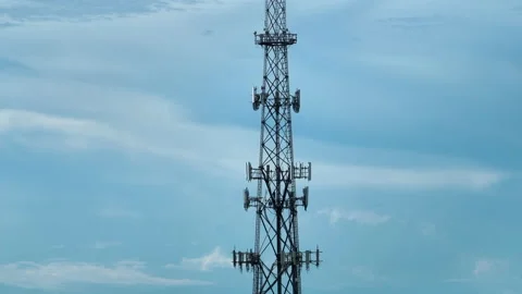 Tall telecommunication radio cell tower ... | Stock Video | Pond5