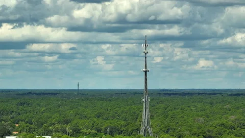 Tall telecommunication radio cell tower ... | Stock Video | Pond5
