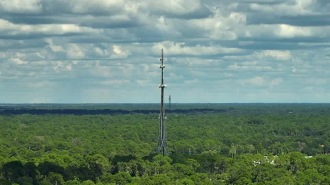 Tall telecommunication radio cell tower ... | Stock Video | Pond5