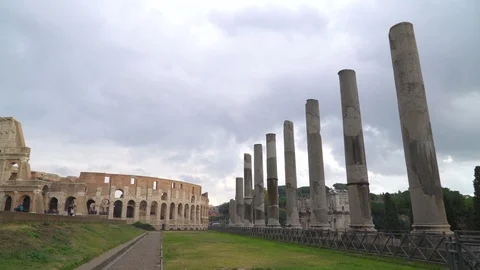 The tall towers on the side of the pathw... | Stock Video | Pond5