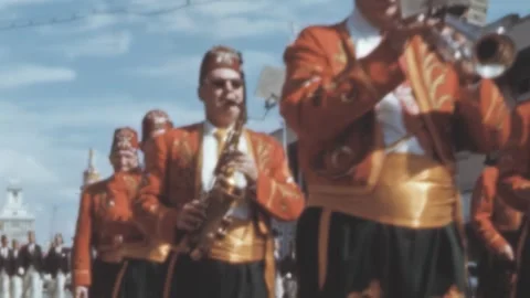 Tampa - 1959: men orchestra march in for... | Stock Video | Pond5