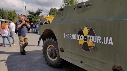 Tank on the entrance of Chernobyl, with ... | Stock Video | Pond5