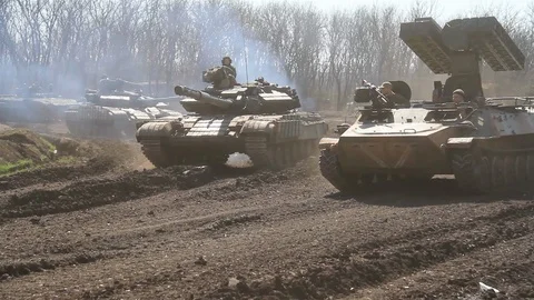 Tank exercises at the training ground. S... | Stock Video | Pond5