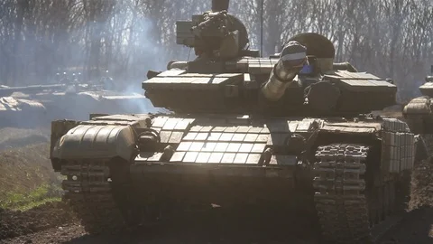 Tank exercises at the training ground. S... | Stock Video | Pond5
