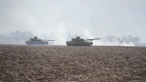 Tank exercises at the training ground. S... | Stock Video | Pond5