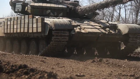 Tank exercises at the training ground. S... | Stock Video | Pond5