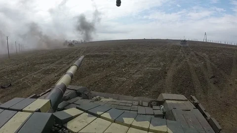 Tank exercises at the training ground. S... | Stock Video | Pond5