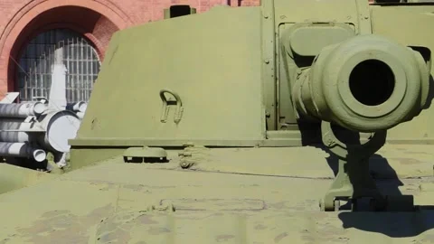 tank gun front view, panorama, green col... | Stock Video | Pond5
