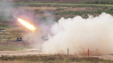 The tank multiple launch rocket system l... | Stock Video | Pond5
