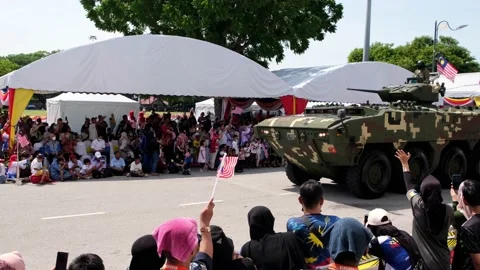 Tank ride at road during merdeka parade | Stock Video | Pond5