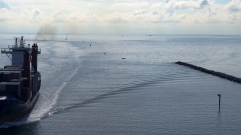 Tanker Going Out to Sea with Ocean Backd... | Stock Video | Pond5