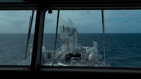 Tanker in storm. View from bridge. Splas... | Stock Video | Pond5