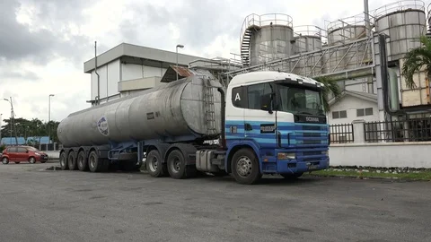 Tanker truck at a palm oil refinery fact... | Stock Video | Pond5