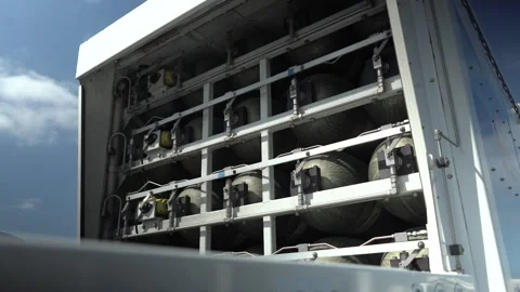 tanks of compressed hydrogen on the hydr... | Stock Video | Pond5