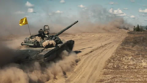 Tanks drive aerial. Army training. Milit... | Stock Video | Pond5