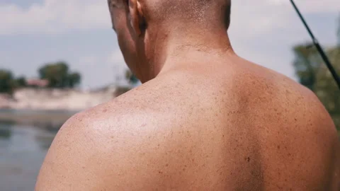 Tanned Shoulders, Back of a Bald Male St... | Stock Video | Pond5