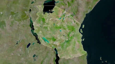 Tanzania map - solid. Regions. Satellite... | Stock Video | Pond5