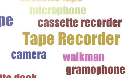 Tape Recorder Word Cloud Animated On Whi... | Stock Video | Pond5
