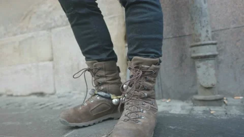 Tapping boots of a street performer | Stock Video | Pond5